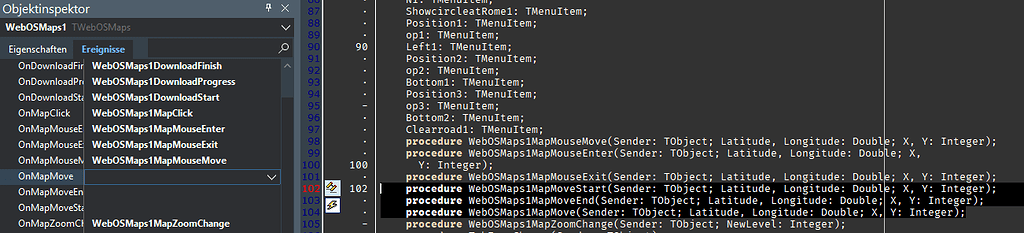 WebOSMaps: MapMove Events in Demo - TMS VCL WebGMaps - TMS Support Center