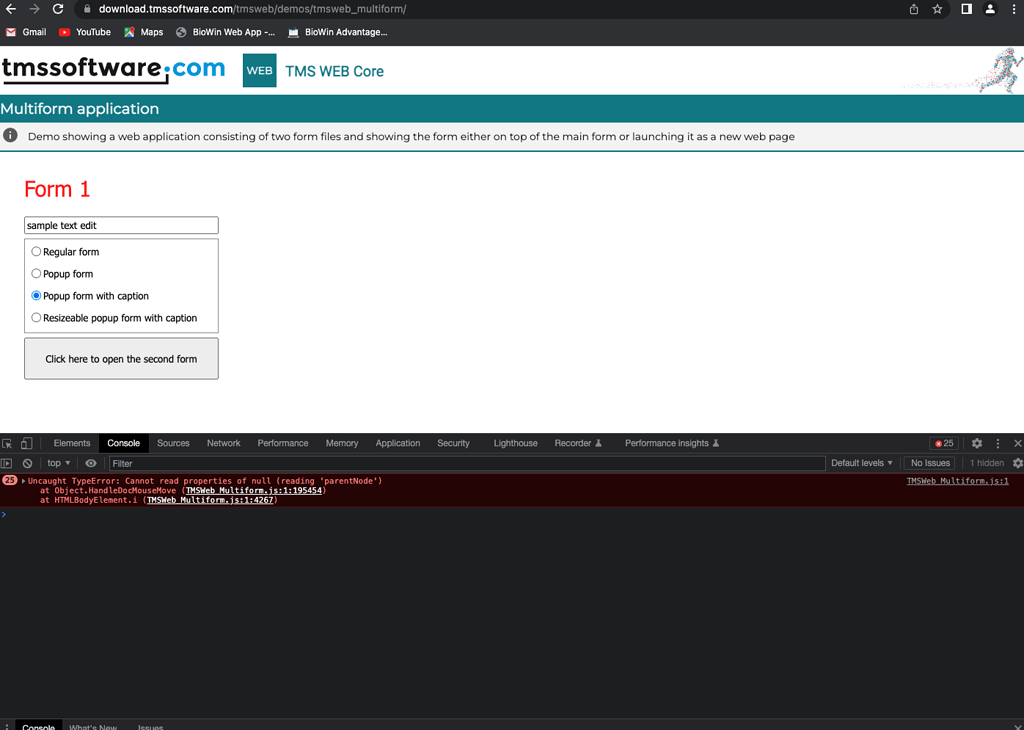 Multiform Application Popup Form With Caption Sticks To Cursor Tms Web Core Tms Support Center
