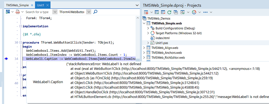Newbie Web Core Question : "Weblabel1 is not defined" - TMS WEB Core - TMS Support Center