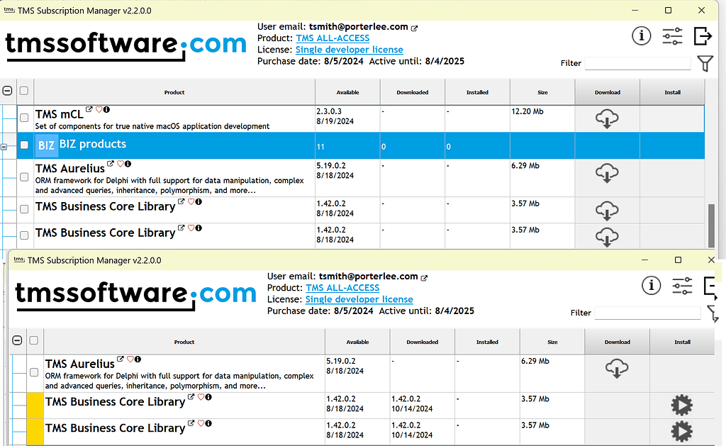 tms Subscription Manager has TMS Business Core listed twice. Now other products don't see it as ...
