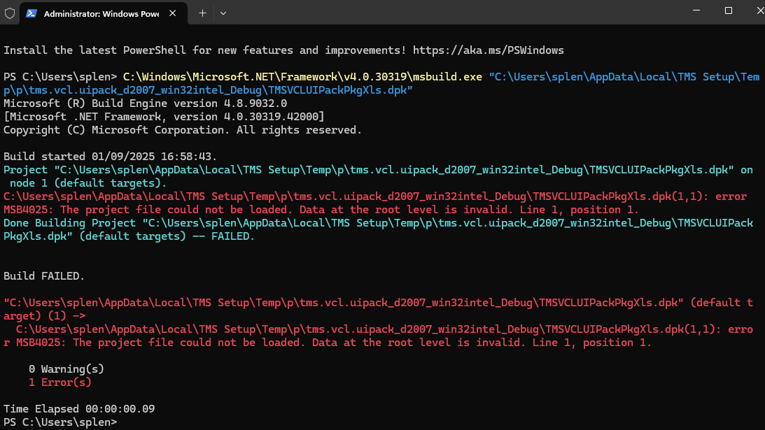 Installing VCL UI Pack for D2007 - failed using New TMS Dashboard - TMS VCL UI Pack - TMS ...